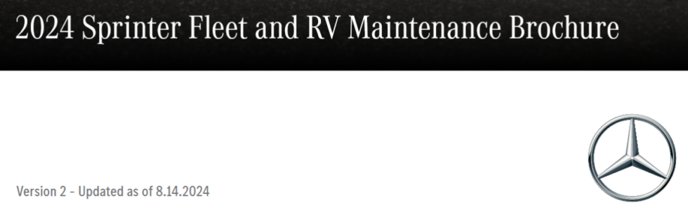2024 Sprinter Fleet and RV Maintenance Schedule | Sprinter Manual ...